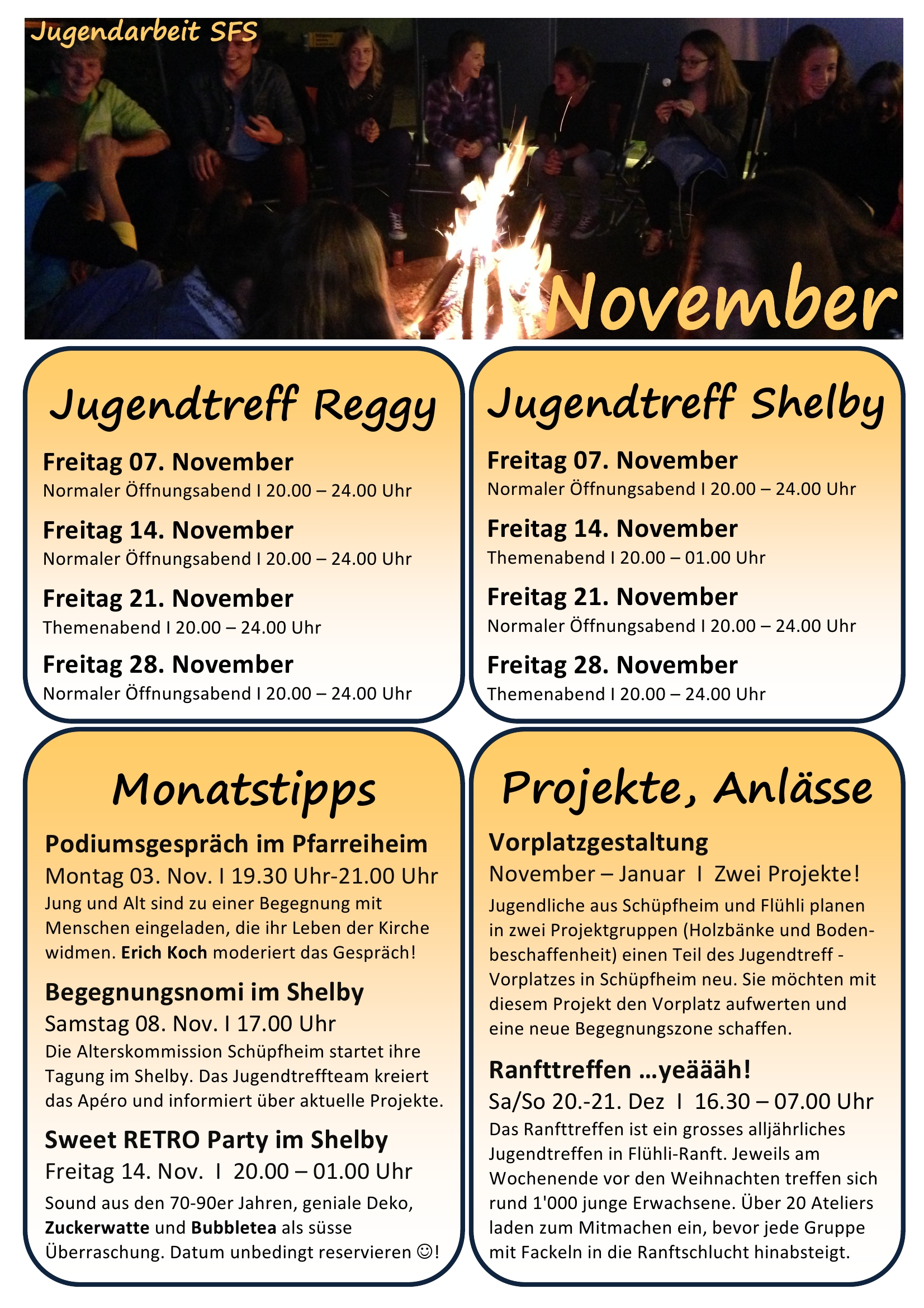 November-Programm ist da! | Jugendarbeit Schüpfheim-Flühli-Sörenberg